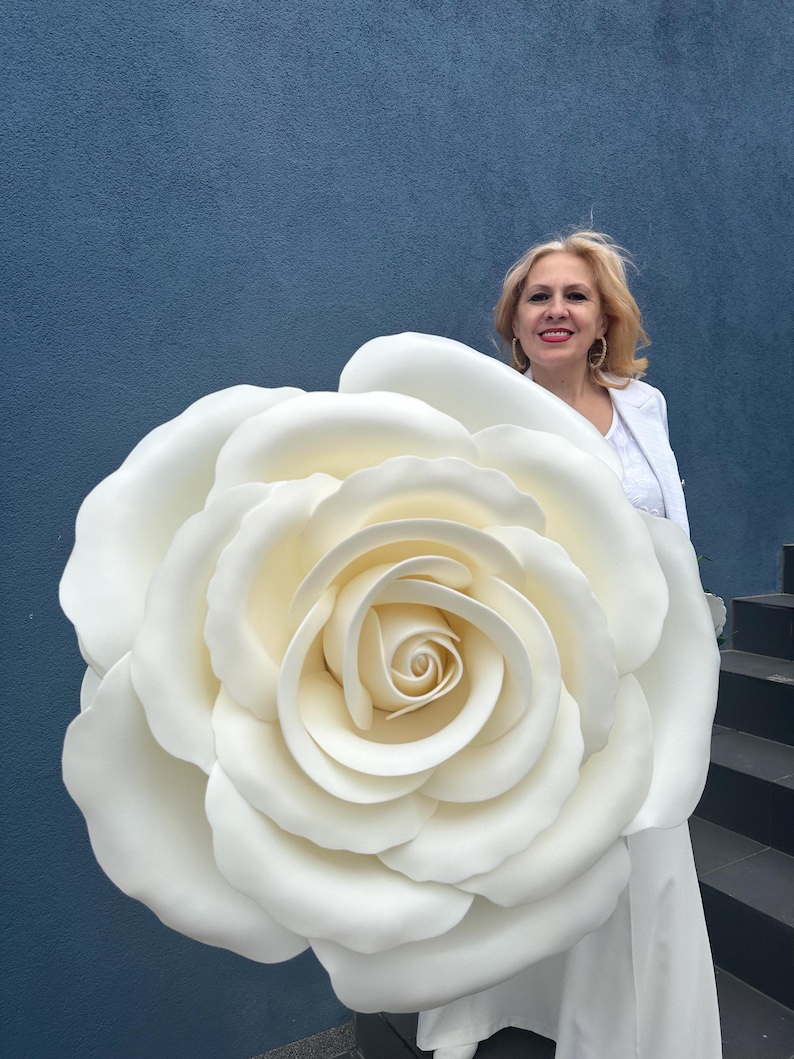 Wedding Decor. Big White Roses. Extra Large Artificial Flowers. 80 Cm ...