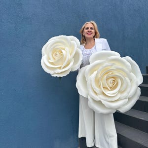 Wedding Decor. Big White Roses. Extra Large Artificial Flowers. 80 Cm ...