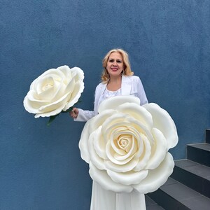 Wedding Decor. Big White Roses. Extra Large Artificial Flowers. 80 Cm ...