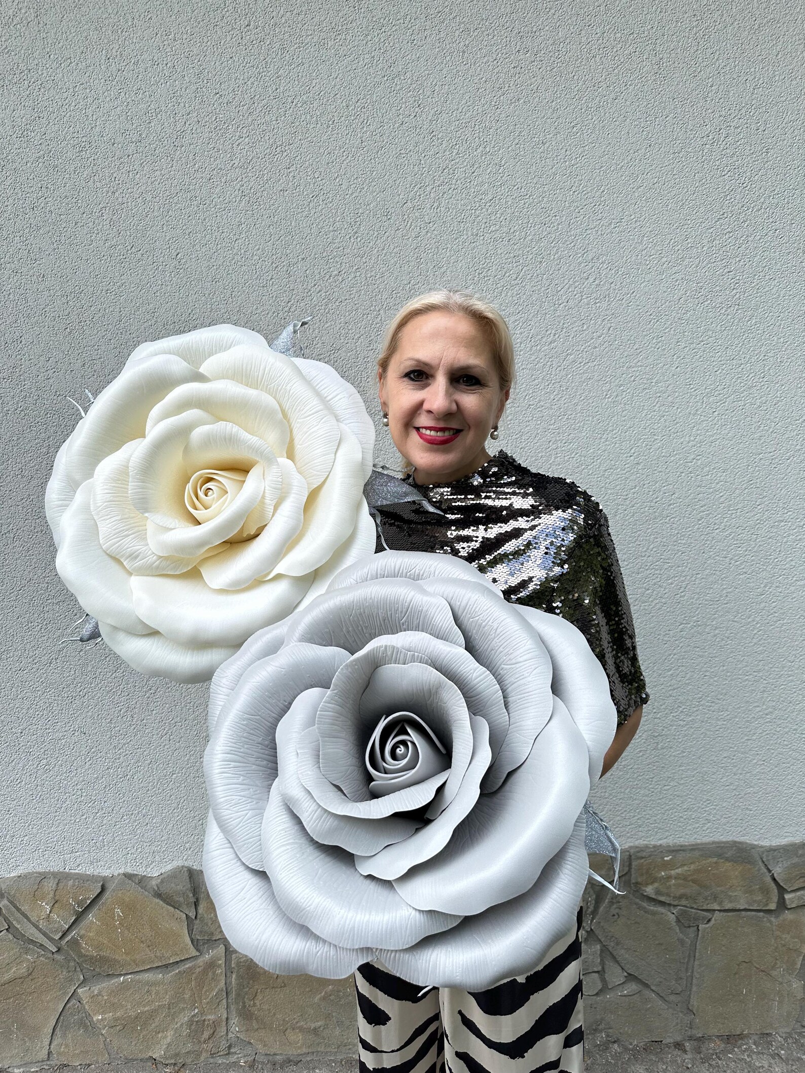 Giant Foam Rose. Unique Handmade Decor. Huge Artificial Flower. 40 Cm ...