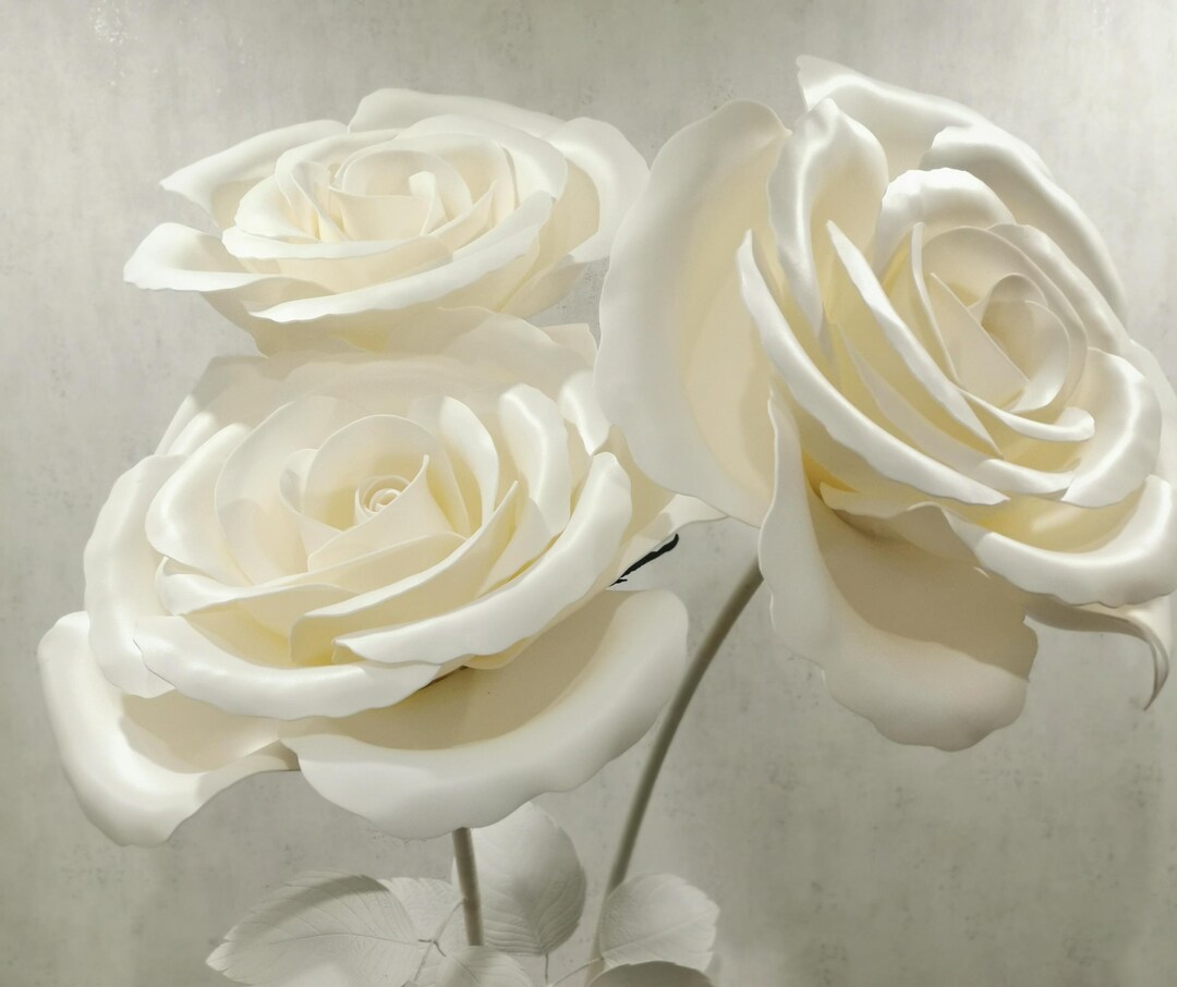 Set of 3 Giant White Roses. Oversized Foam Roses. Wedding Unique Decor ...