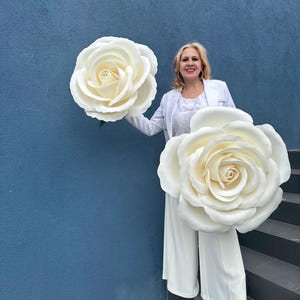 Wedding Decor. Big White Roses. Extra Large Artificial Flowers. 80 Cm ...