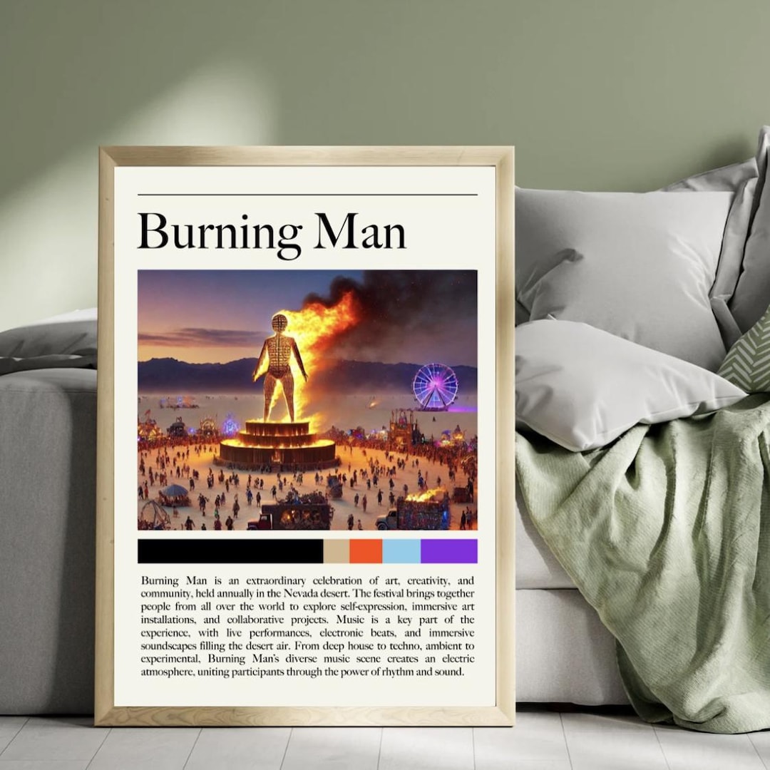 Burning Man Festival Poster - USA, Nevada - Vibrant Artwork Celebrating ...