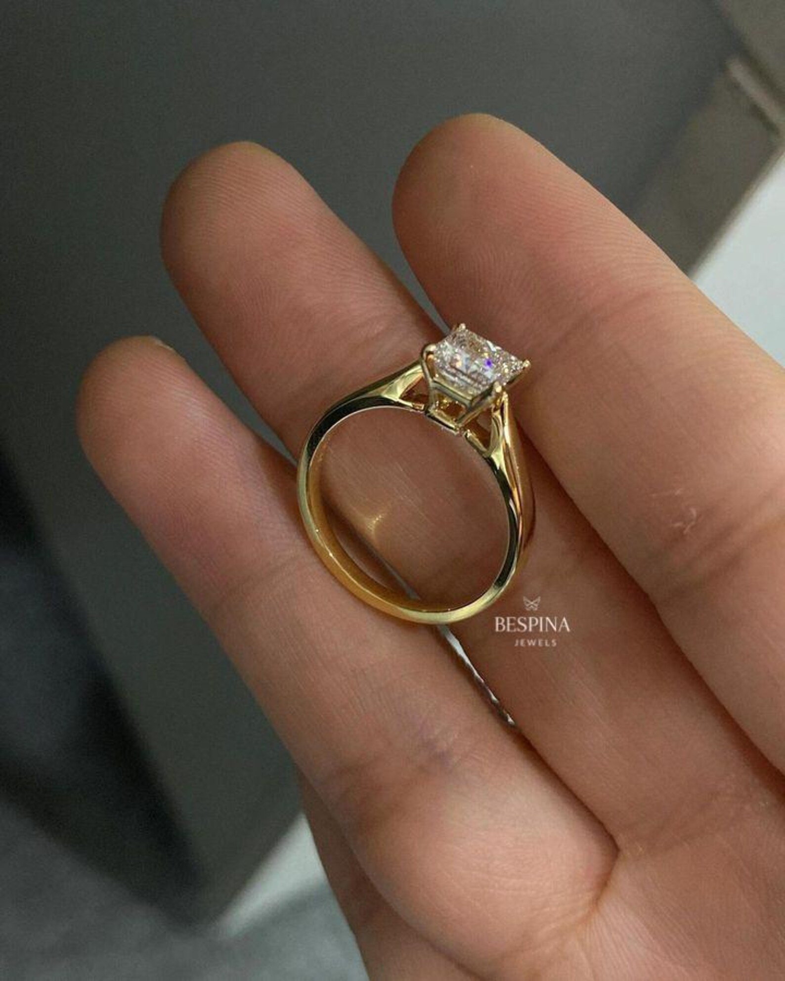 1.50 Carat Princess Cut Moissanite Ring/ Square Solitaire Diamond ...