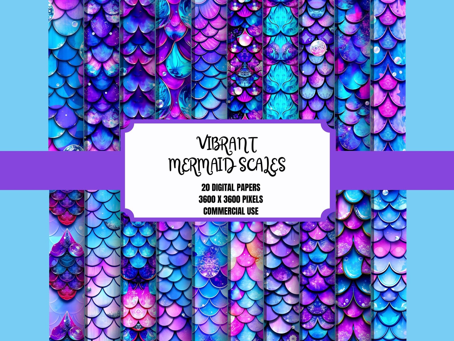 Vibrant Mermaid Scales Paper, Scrapbooking Background, Mermaid Scales ...