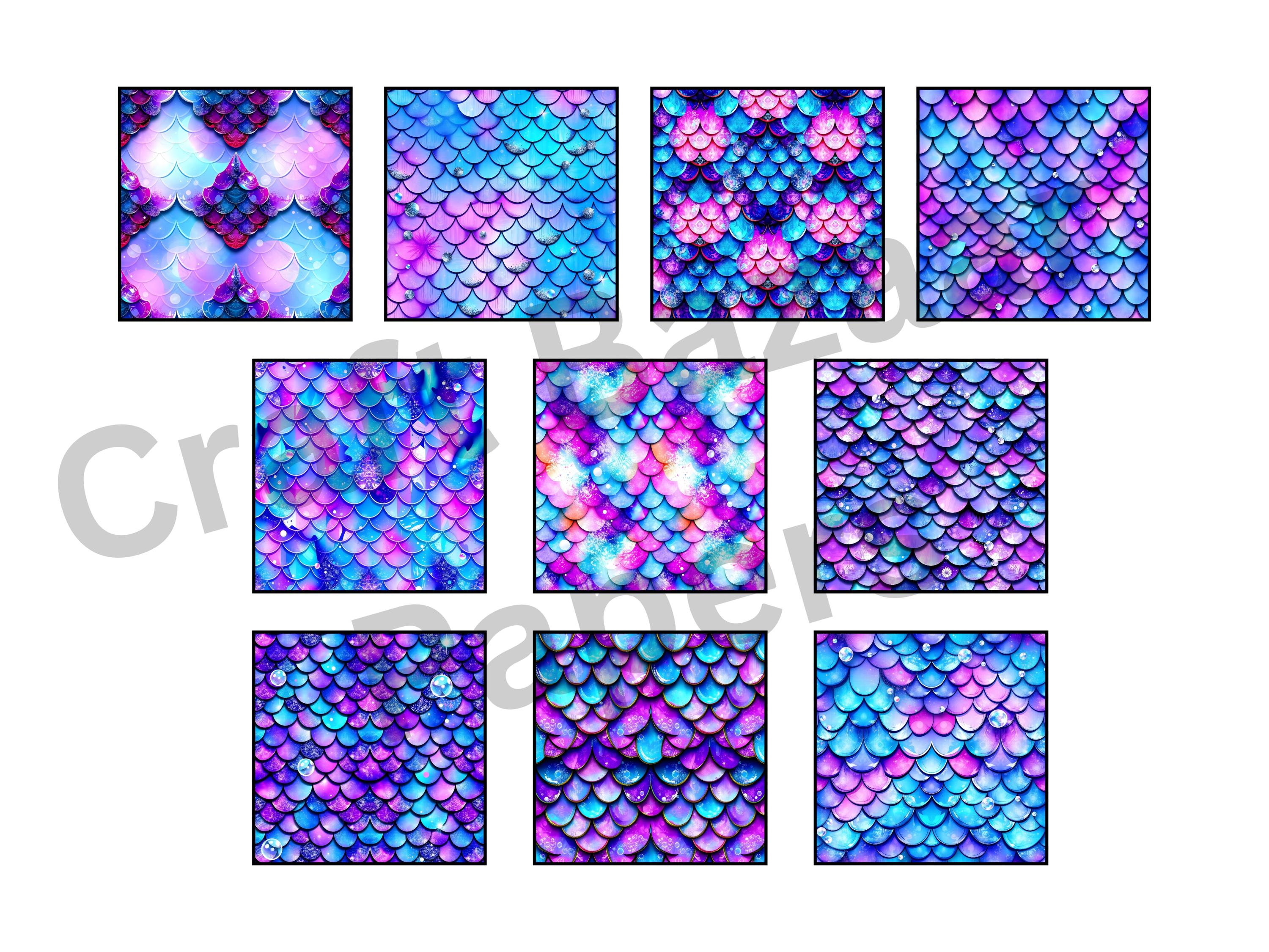 Vibrant Mermaid Scales Paper, Scrapbooking Background, Mermaid Scales ...