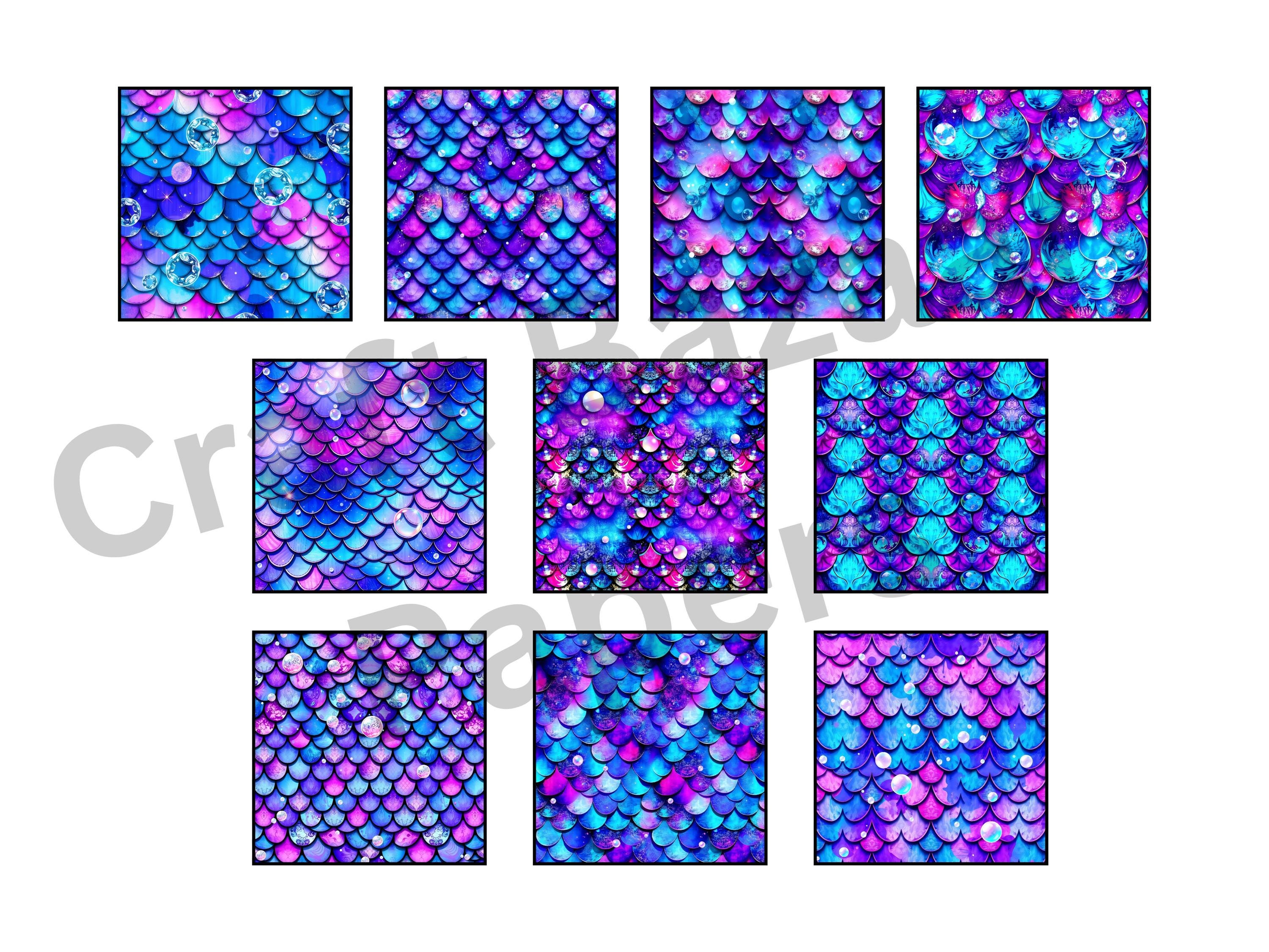 Vibrant Mermaid Scales Paper, Scrapbooking Background, Mermaid Scales ...