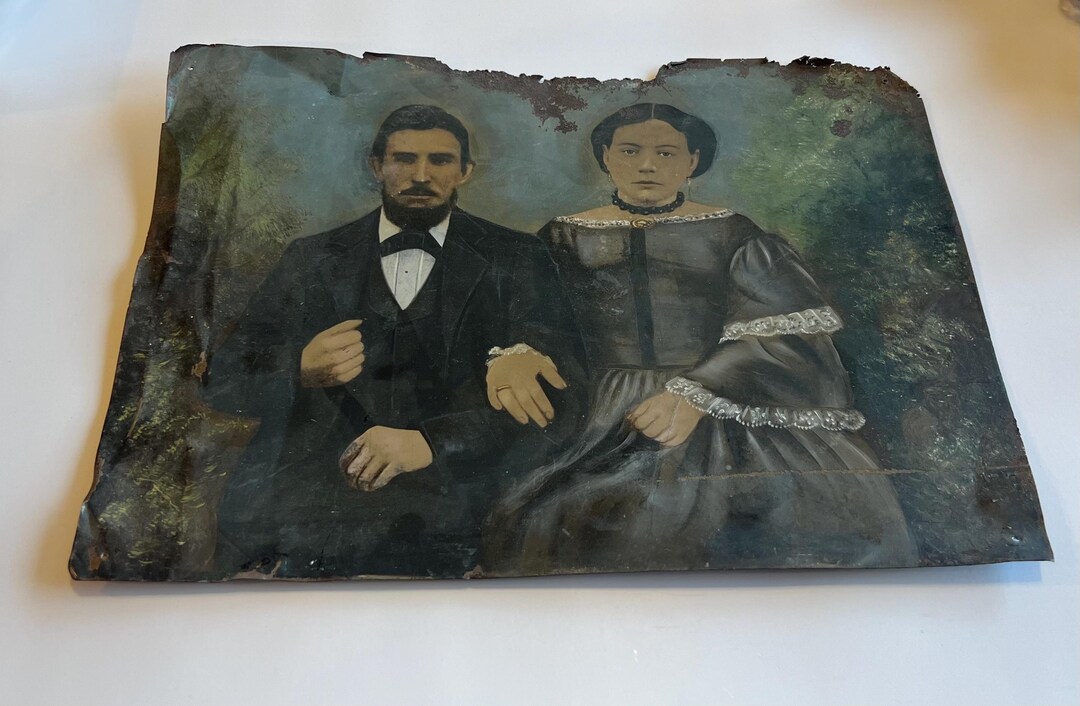 Antique Hand Painted Tintype Photo Large 10x14 In - Etsy