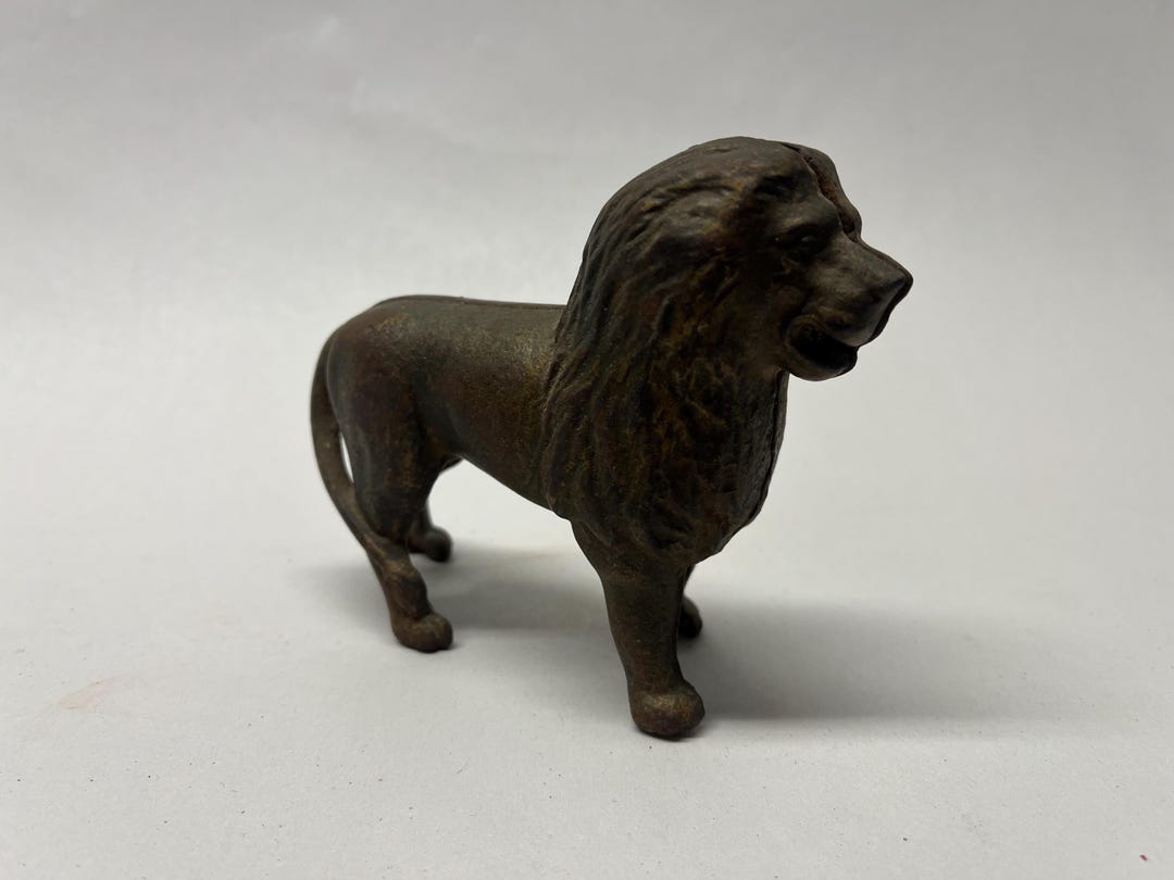 Vintage Cast Iron Lion Bank - Etsy