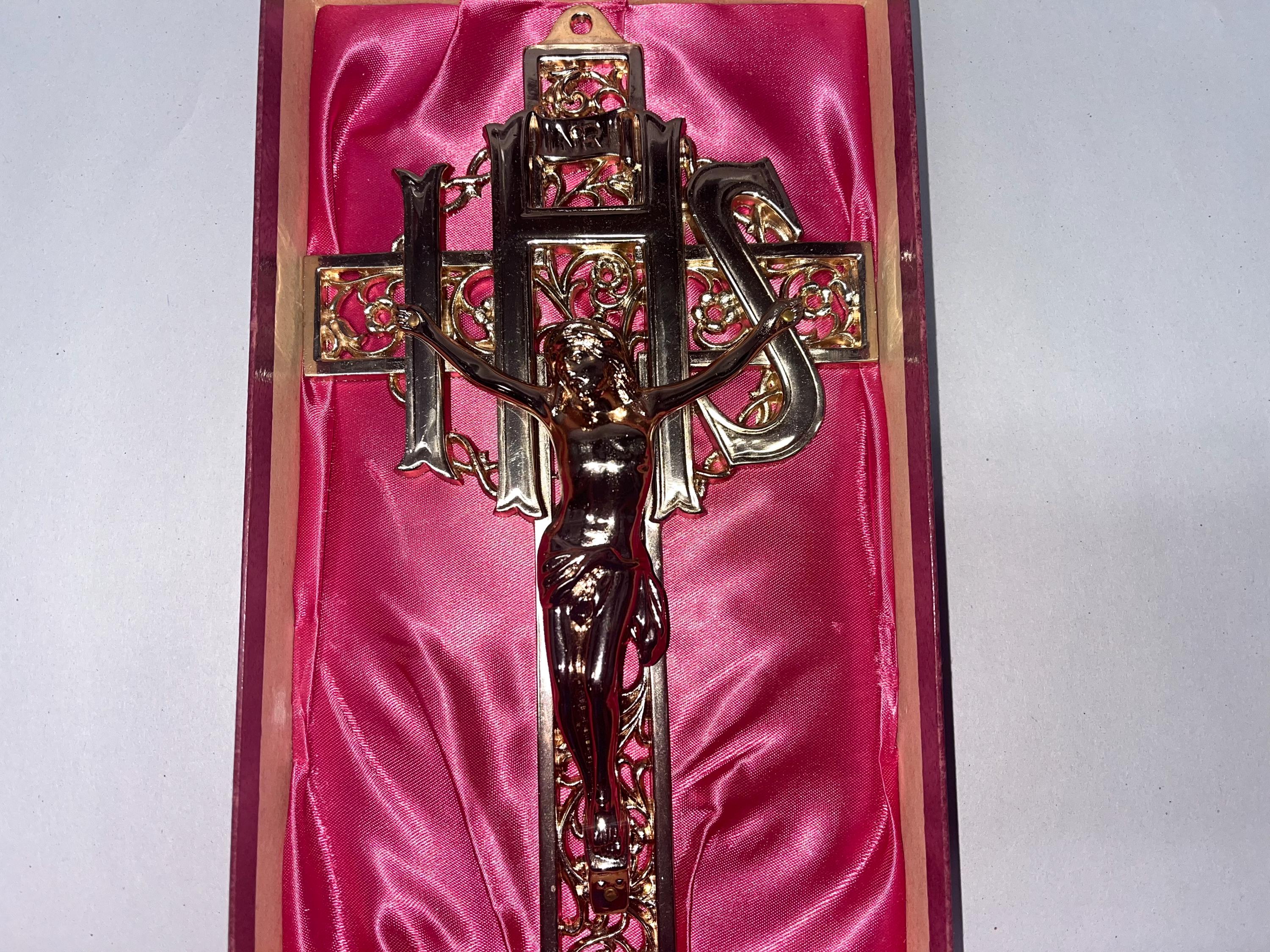 Vintage IHS Brass Hanging Cross Crucifix - Etsy