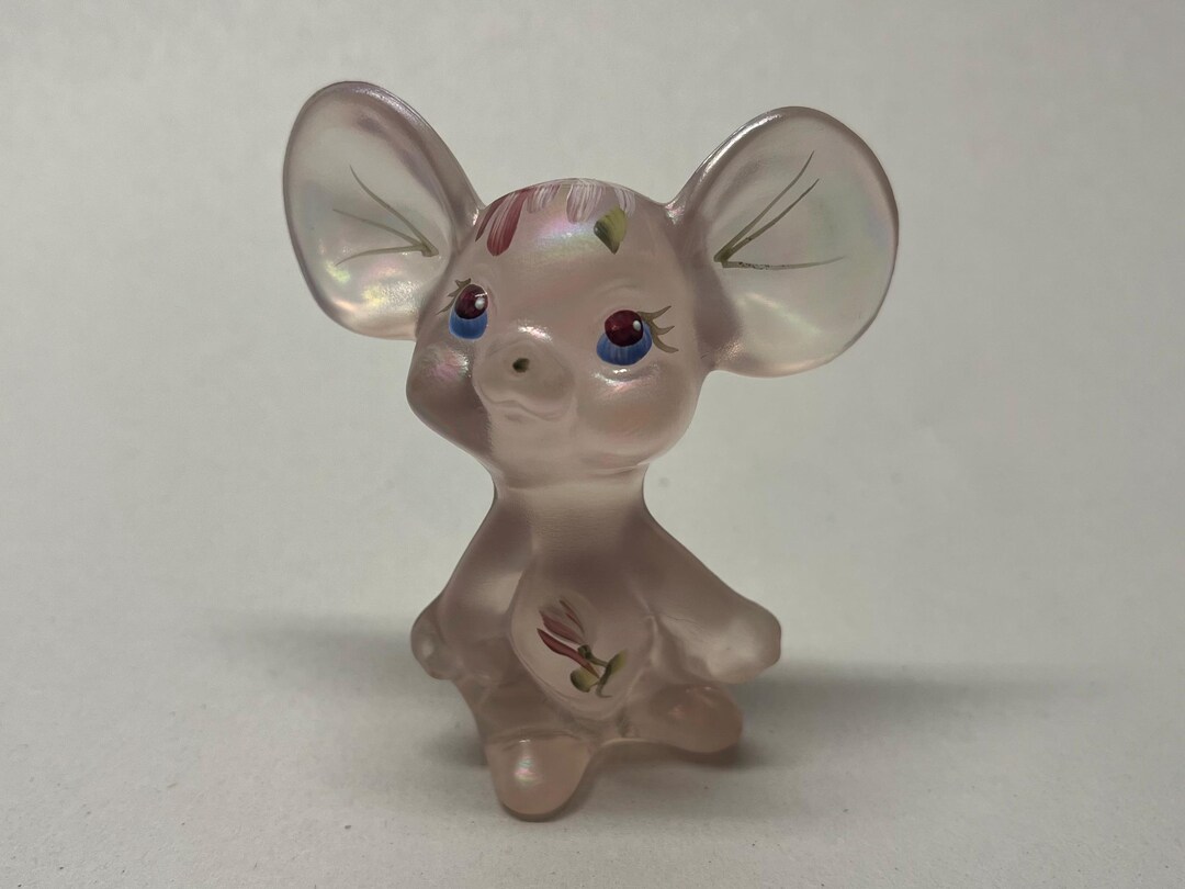 Handpainted Fenton Glass Pink Mouse - Etsy
