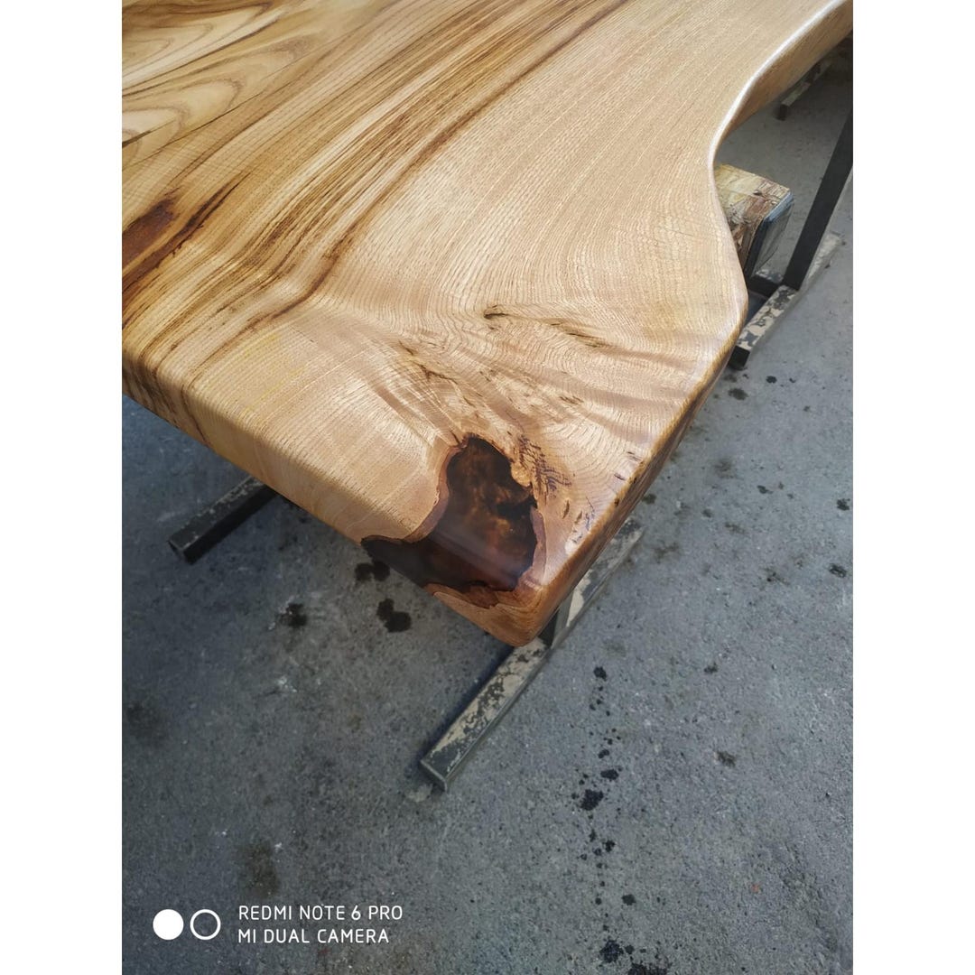 Chestnut Solid Wood Table, Rustic Dining Table, Natural Wood Office Table, Handmade Wooden Decor ...