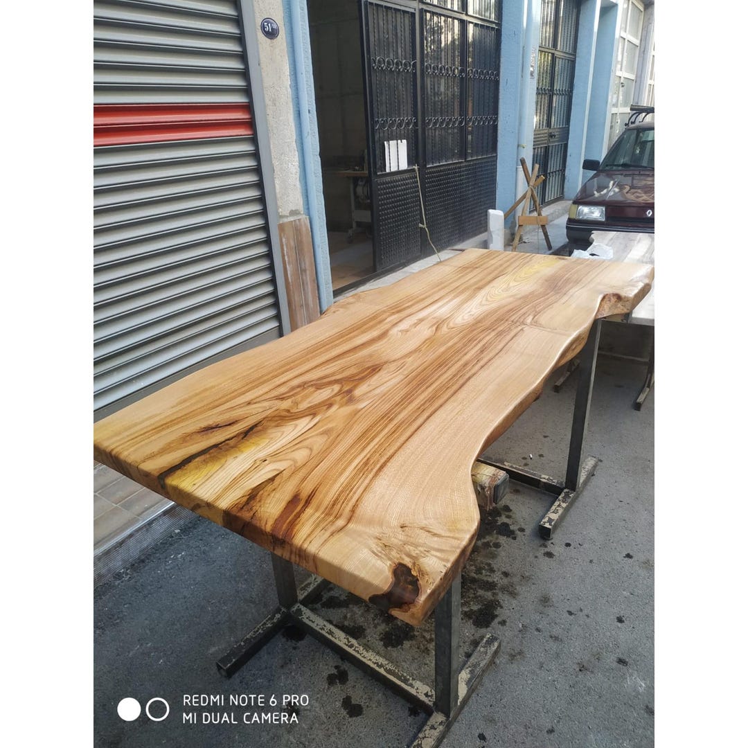 Solid Chestnut Wooden Table, Natural Wooden Dining Table, Rustic Style ...