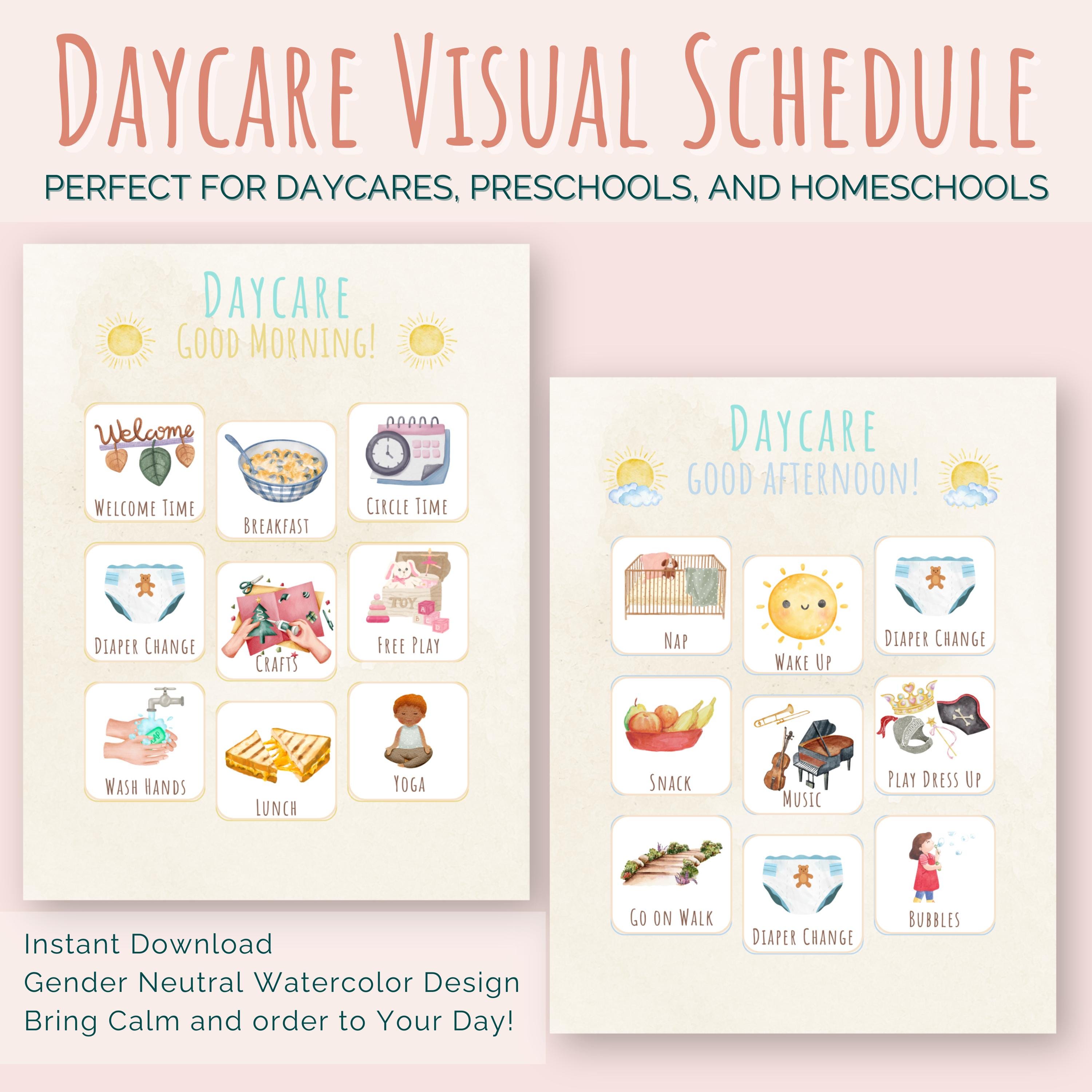Daycare Visual Schedule Squares | PESC Printable Routine Cards & Daily ...