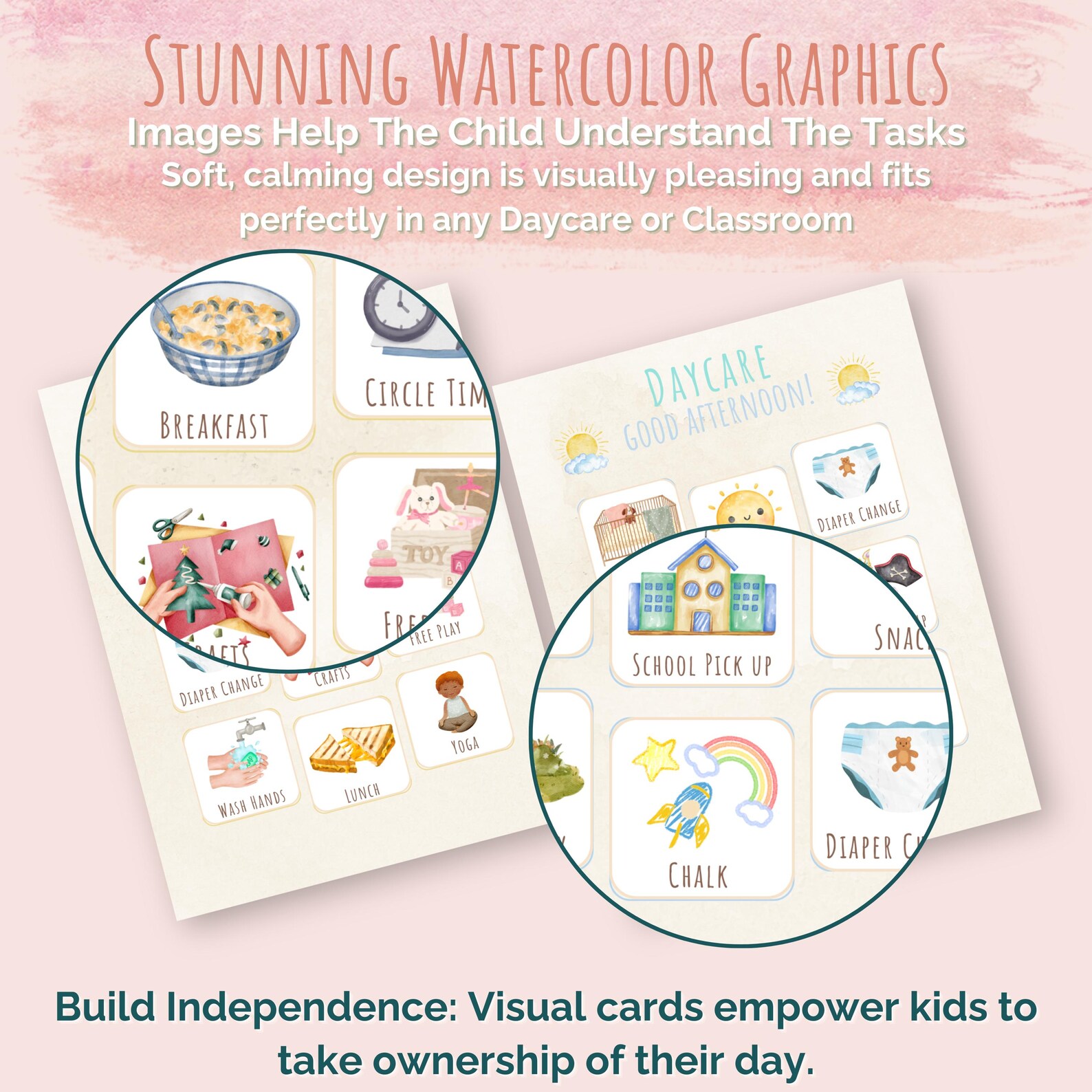 Daycare Visual Schedule Squares | PESC Printable Routine Cards & Daily ...