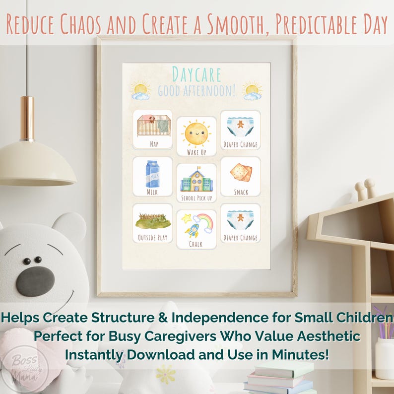 Daycare Visual Schedule Squares | PESC Printable Routine Cards & Daily ...