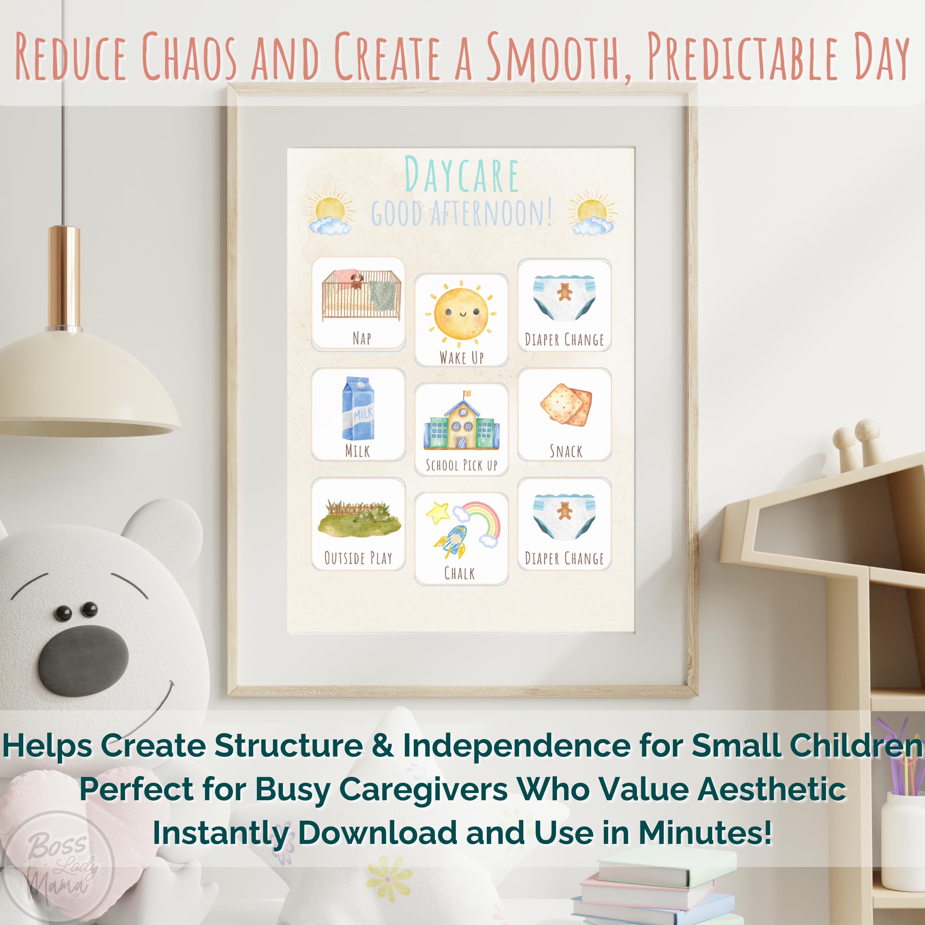Daycare Visual Schedule Squares | PESC Printable Routine Cards & Daily ...