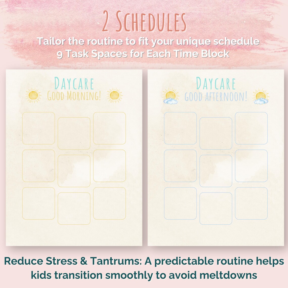 Daycare Visual Schedule Squares | PESC Printable Routine Cards & Daily ...