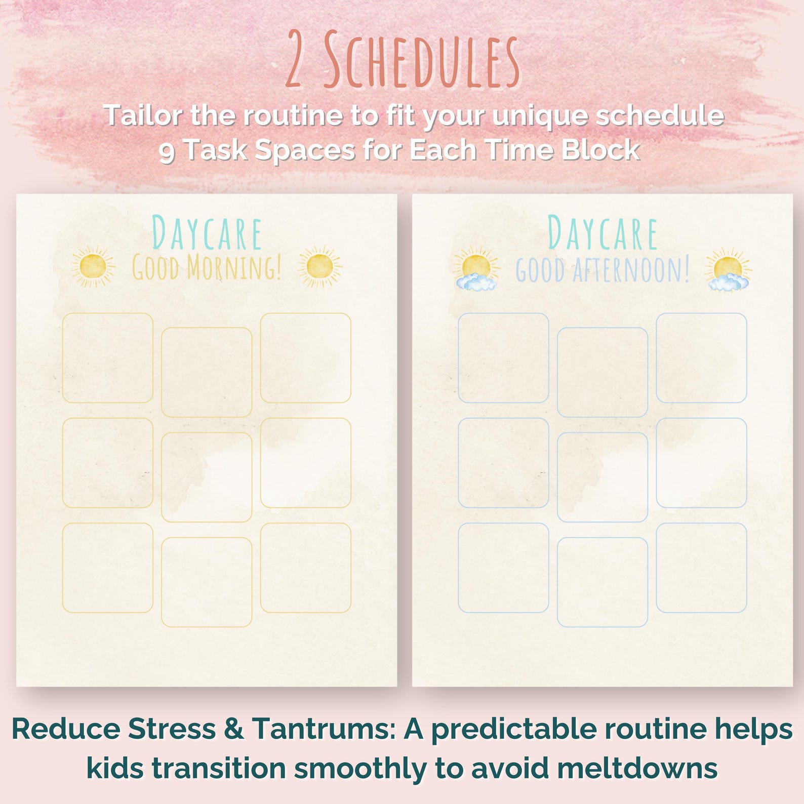 Daycare Visual Schedule Squares | PESC Printable Routine Cards & Daily ...