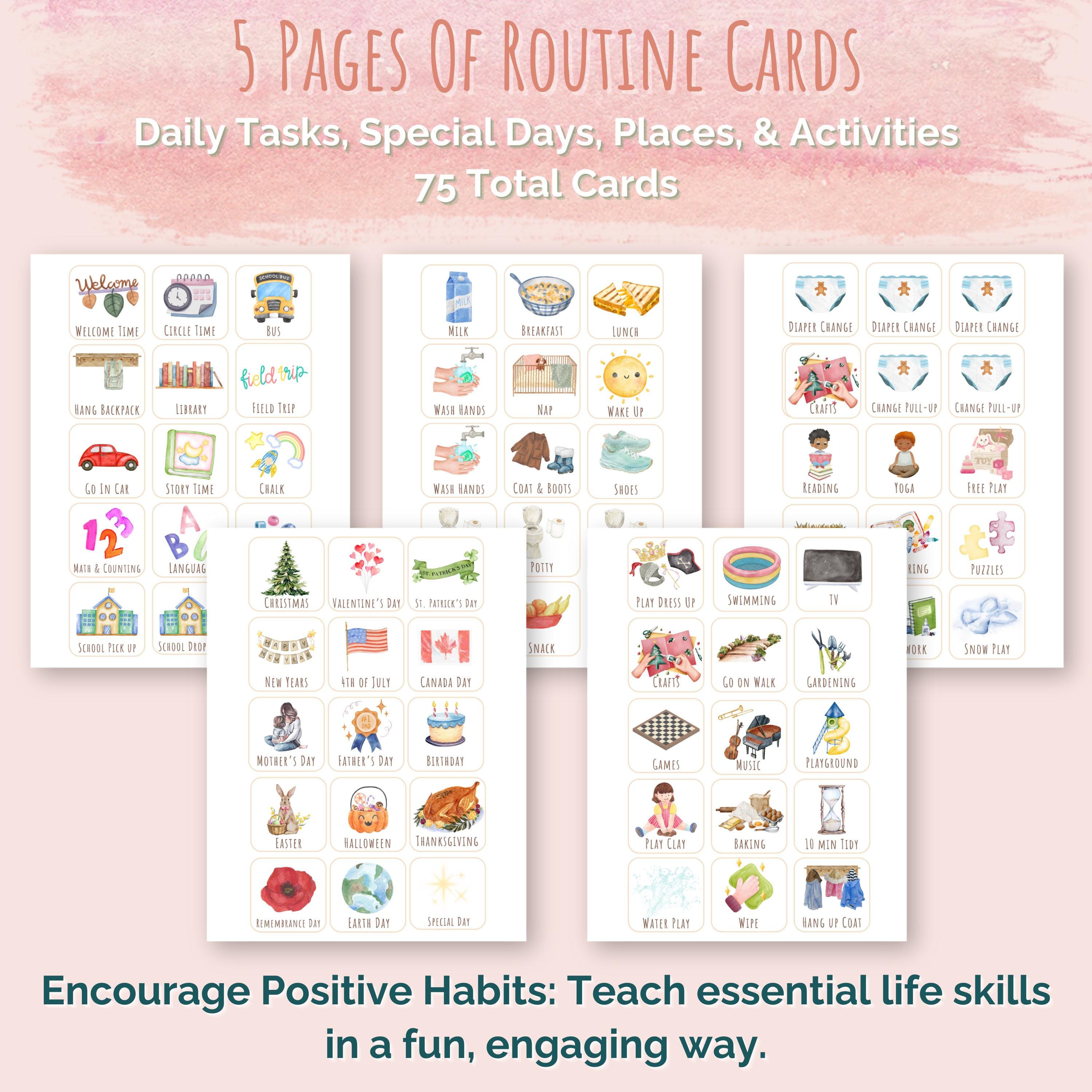 Daycare Visual Schedule Squares | PESC Printable Routine Cards & Daily ...
