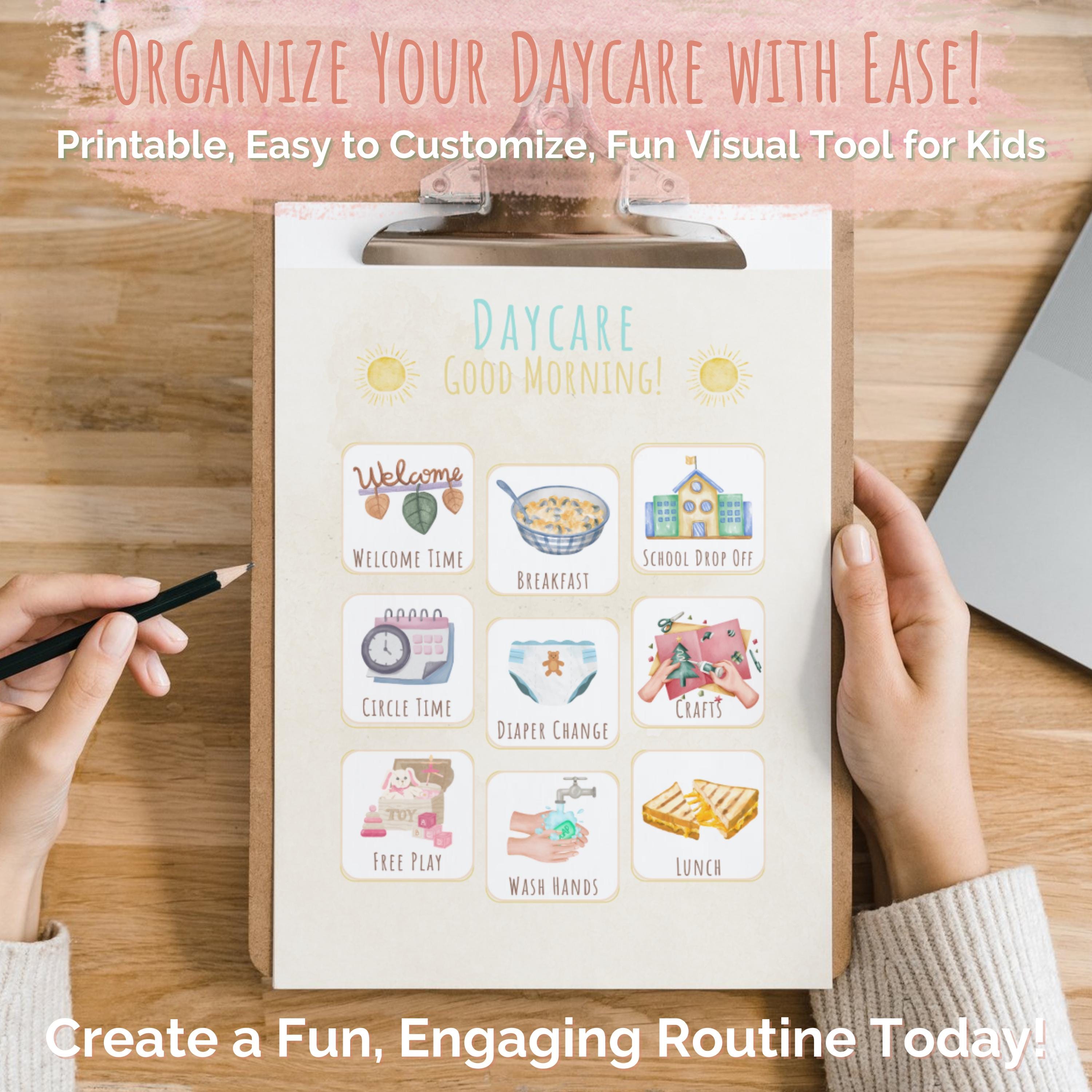 Daycare Visual Schedule Squares | PESC Printable Routine Cards & Daily ...