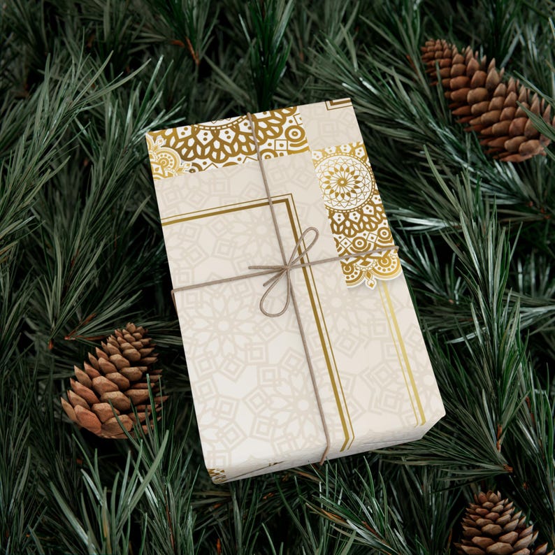 Islamic Gift Wrap Papers Gold White Eid Present Muslim Celebration ...