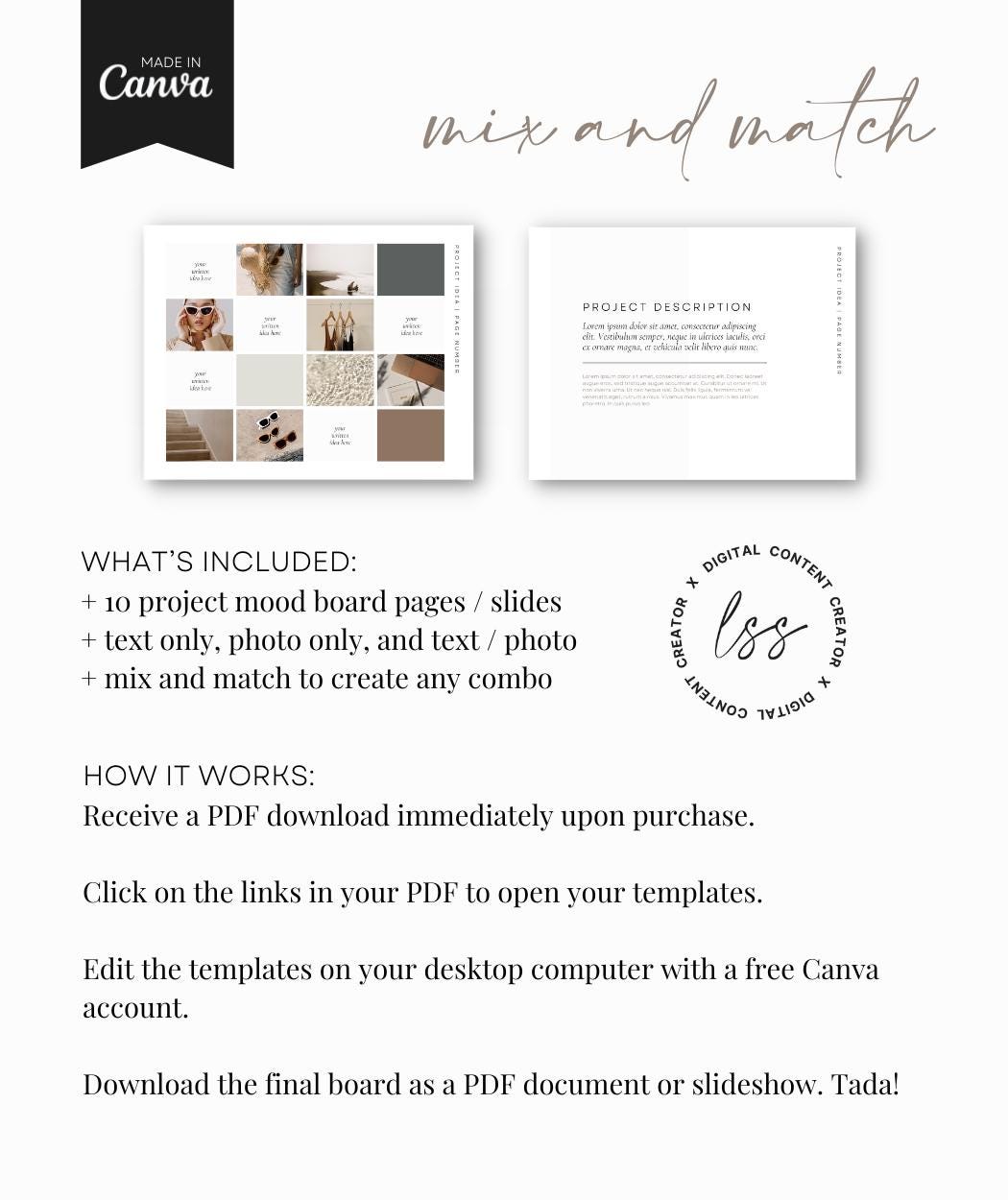 Project Mood Board Vorlagenpaket - Canva - Etsy.de