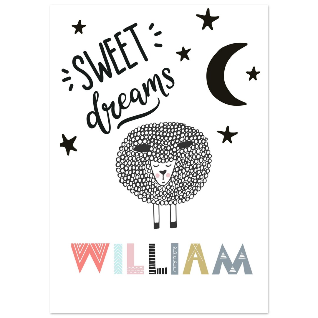 Sweet Dreams Scandinavian Style Poster Personalised Child’s Bedroom - Etsy