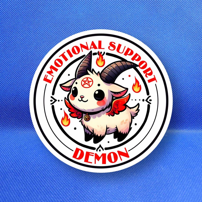 Emotional Support Demon Weatherproof Sticker - Etsy