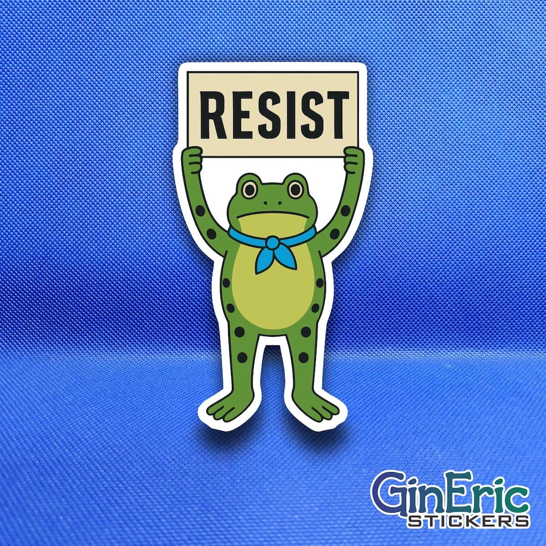 Resist Frog Against Fascism Weatherproof Sticker - Etsy