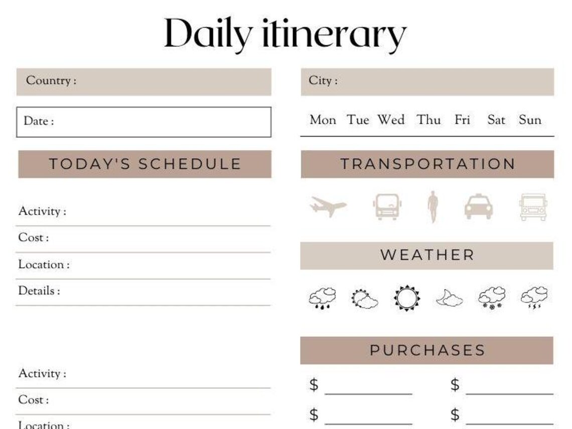 Digital Travel Planner PDF - Fully Customizable - Etsy
