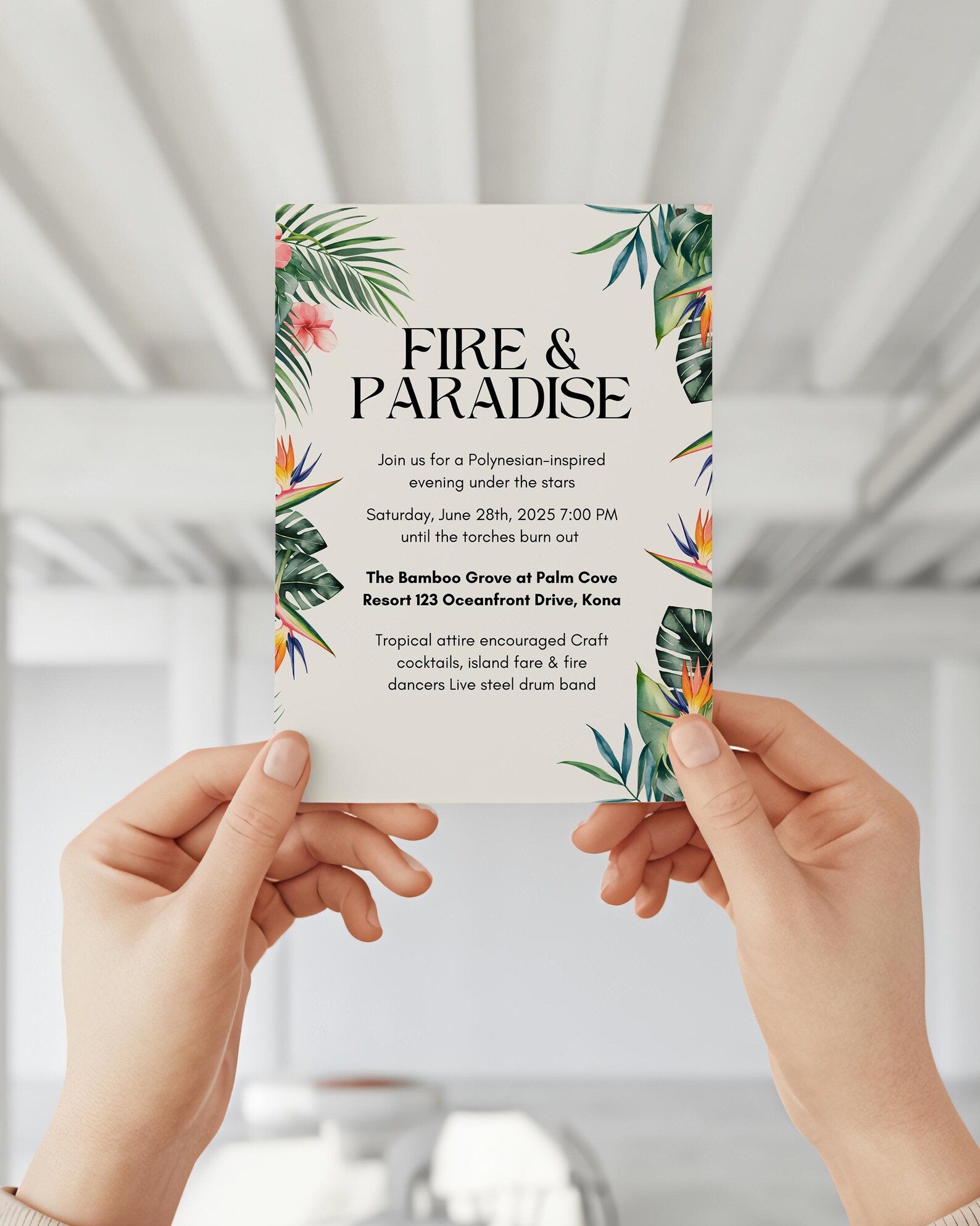 Tropical Party Invitation, Luau Event Flyer, Editable Canva Template ...
