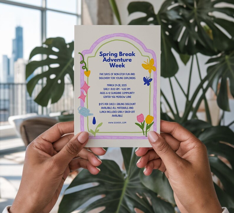 Spring Break Adventure Week Invitation, Printable Flyer, Editable Canva ...