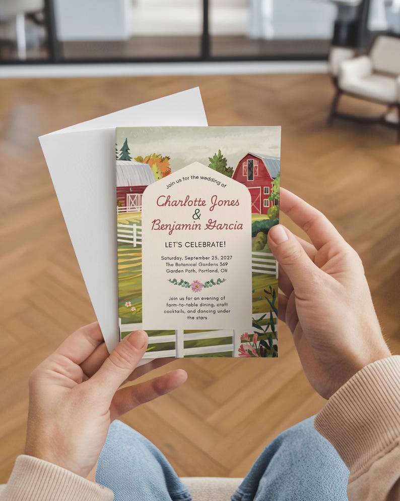 Rustic Barn Wedding Invitation, Farmhouse Wedding, Country Wedding ...