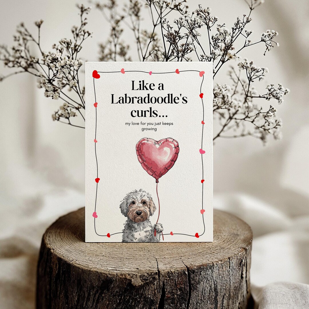 Labradoodle Valentine’s Day Card - Printable Digital Download for Dog ...