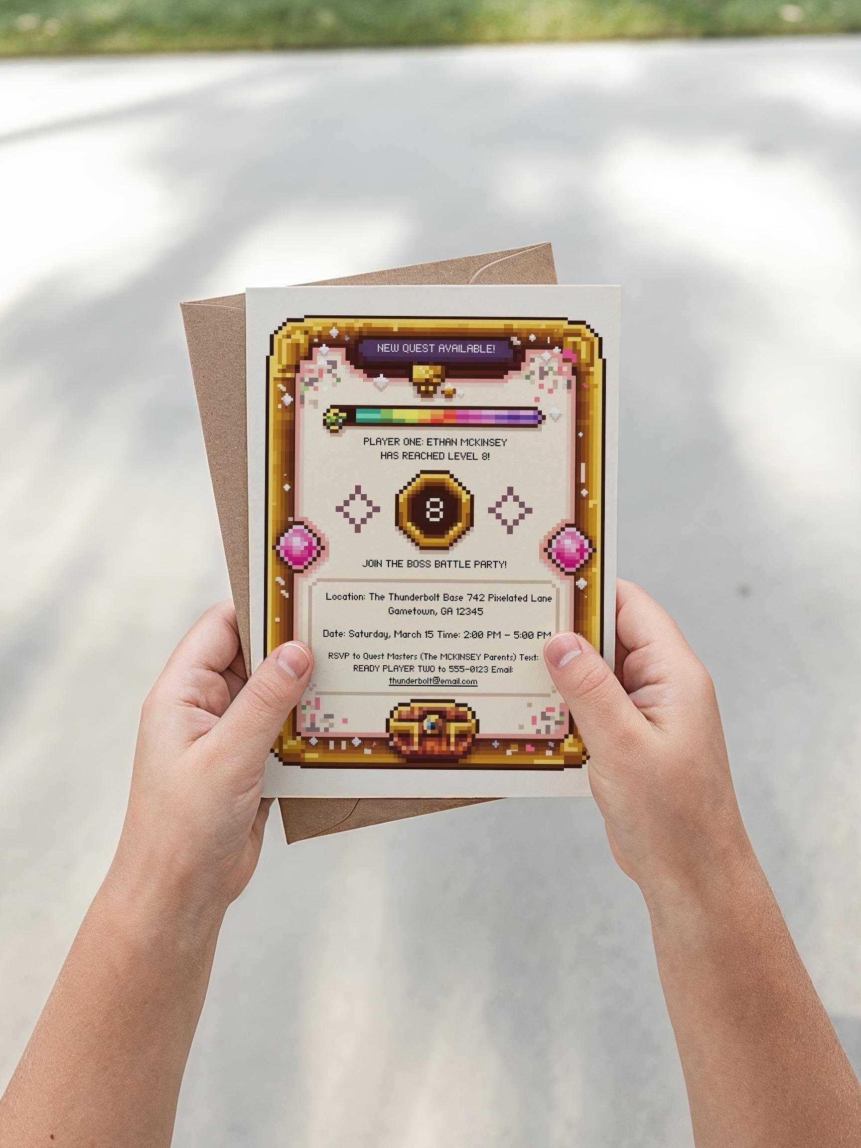 Pixelated Video Game Boss Battle Party Invitation Digital Template ...