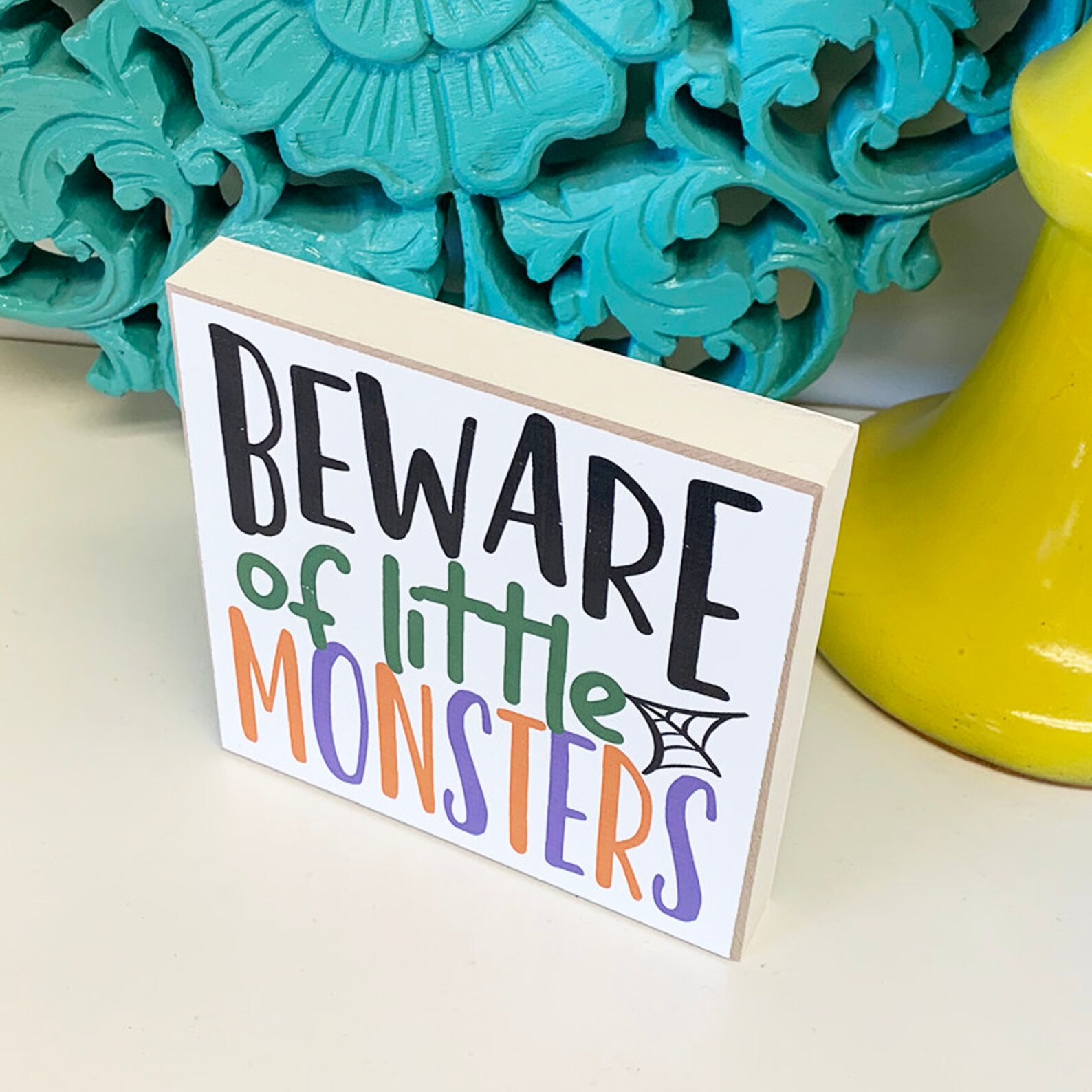 Halloween Tiered Tray Sign, Halloween Decor, Beware of Little Monsters ...
