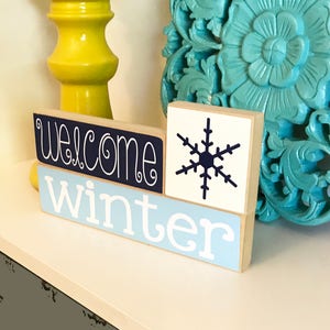 Reversible Autumn and Winter Sign Reversible Blocks Fall Decor Winter ...
