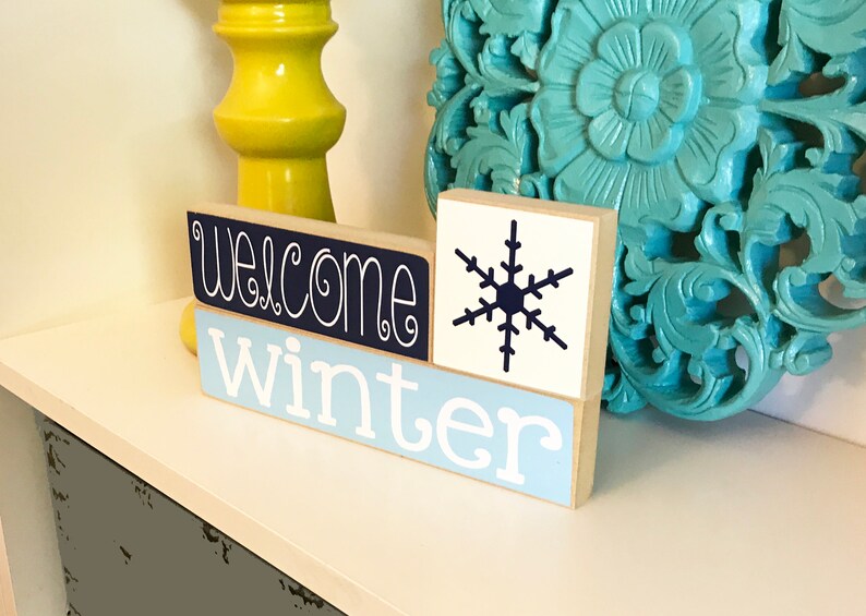 Reversible Autumn and Winter Sign Reversible Blocks Fall | Etsy