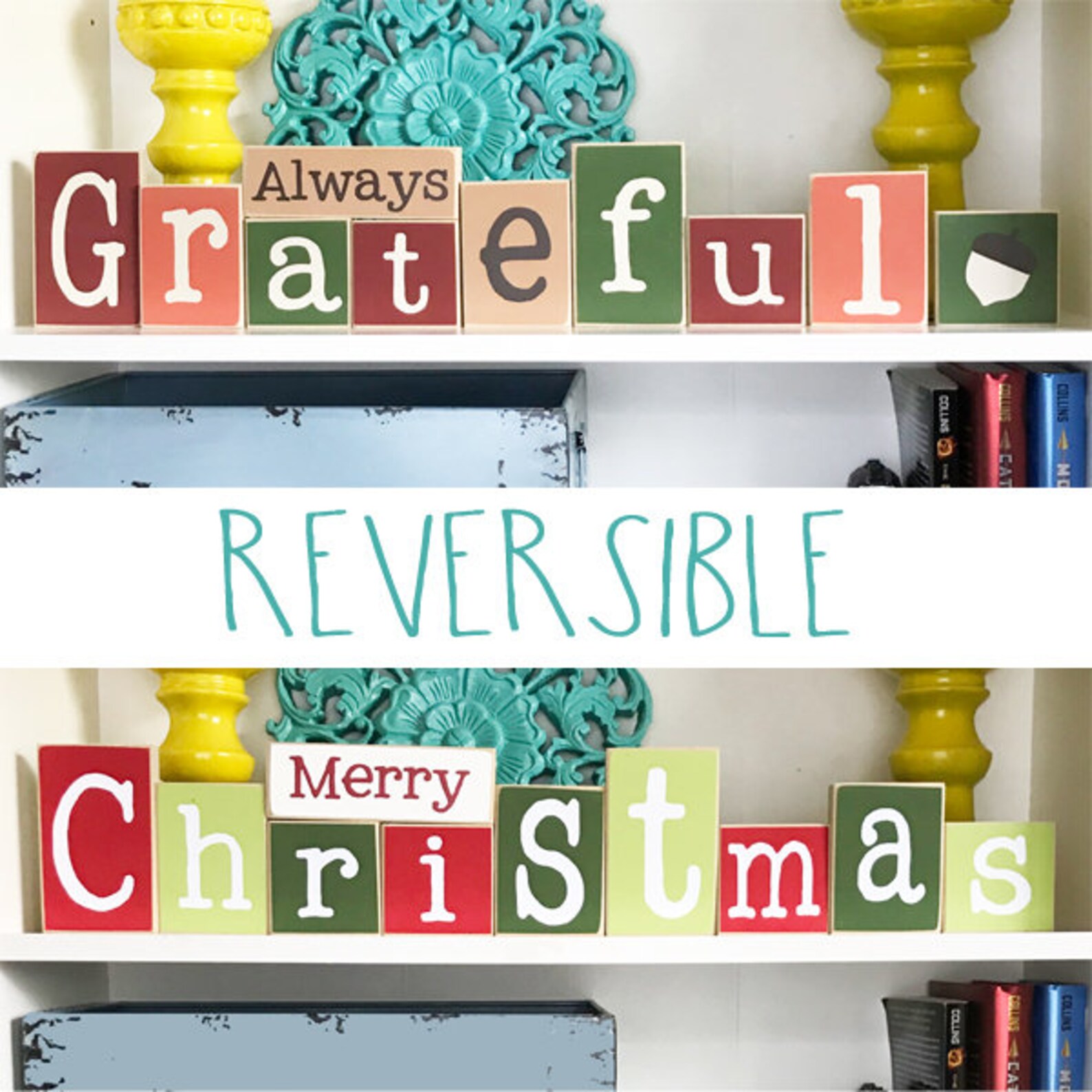 Reversible Autumn and Winter Sign Reversible Blocks Fall | Etsy