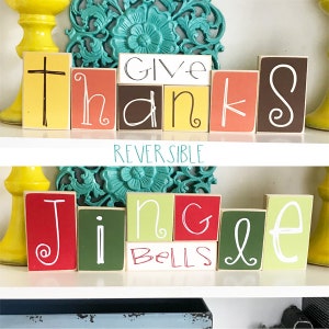 Reversible Autumn and Winter Sign Reversible Blocks Fall | Etsy