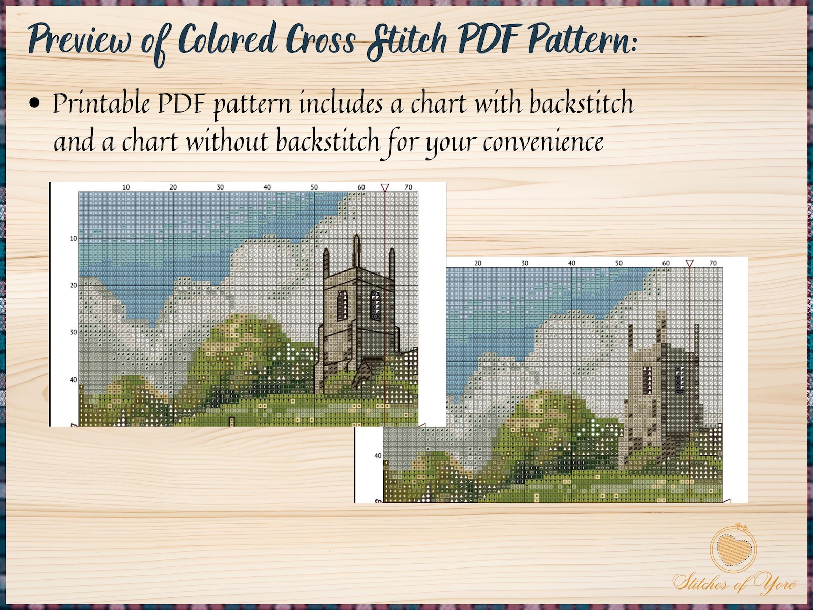 Village Cross Stitch Pattern: Cotswolds Cottage, Church (digital PDF ...