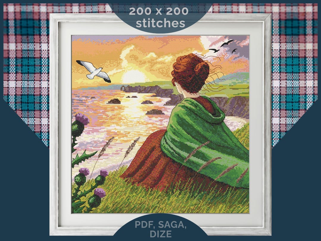 Sunset Seaside Cross Stitch Pattern, Romantic Coastal Scenery ...