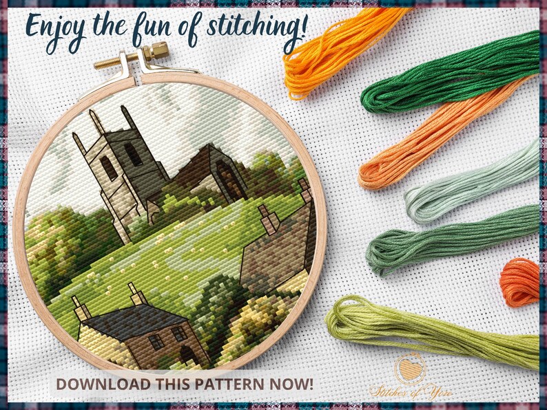 Village Cross Stitch Pattern Circle (100x100 Stitches) – Digital PDF ...