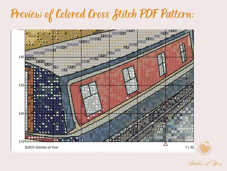 Narrowboat & Canal Boat Cross Stitch Pattern PDF – River Boat ...