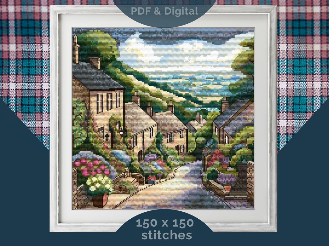 Cotswolds Cottage Cross Stitch Pattern: English Village Scene (PDF ...