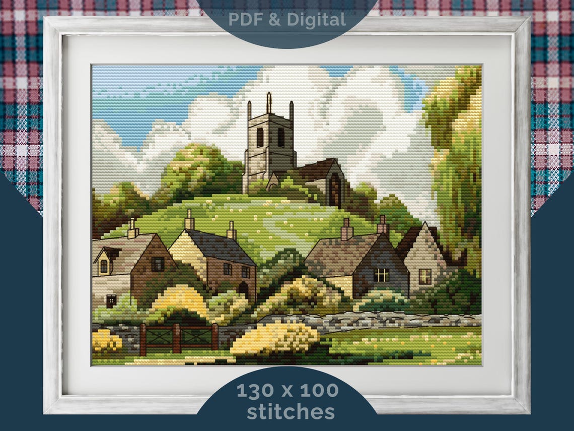Village Cross Stitch Pattern: English Countryside Cottage (digital PDF ...