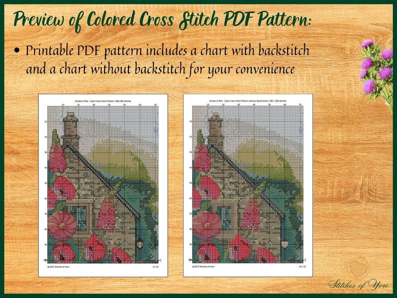 British Countryside Cross Stitch Pattern, Red Phone Box Village Scene ...