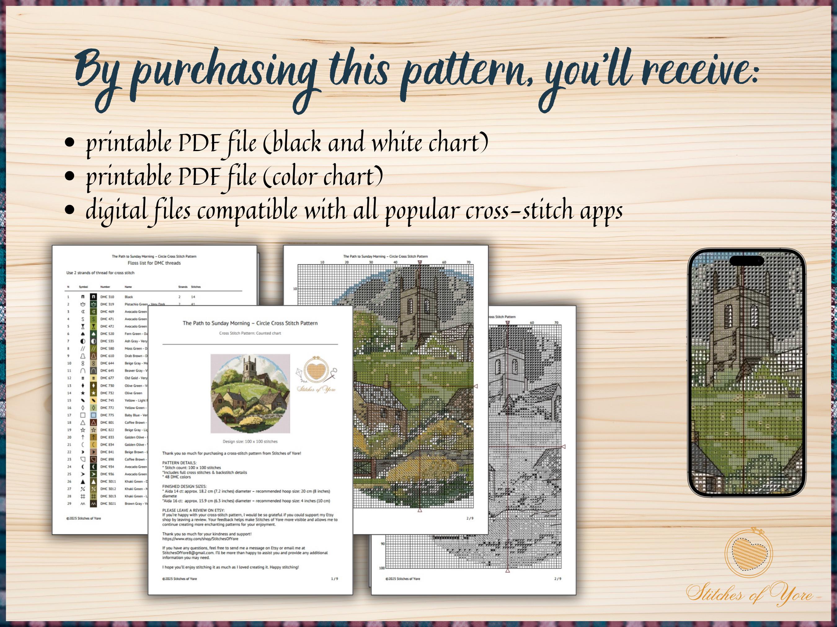 Village Cross Stitch Pattern: Cotswolds Cottage, Church (digital PDF ...