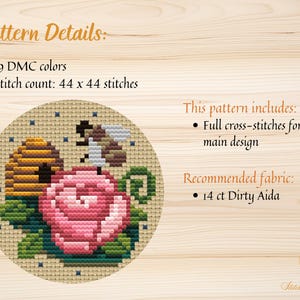 Bee Hive Cross Stitch Pattern: Mini Summer Flower Design (PDF and SAGA ...